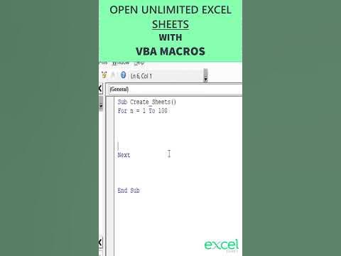 Create Unlimited multiple Sheets in Excel with VBA Macros. | MS Excel Spreadsheet Automation # ...