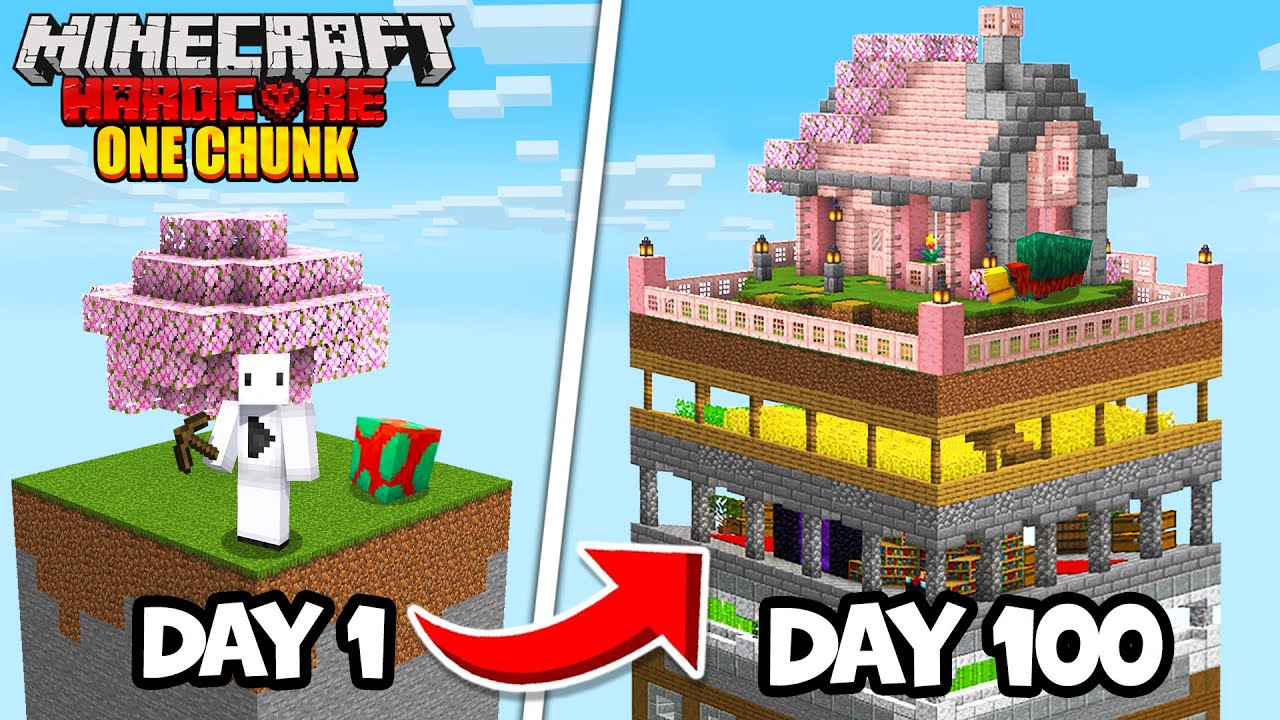 I Survived 100 Days on ONE CHUNK in Minecraft Hardcore 1.20 - YouTube