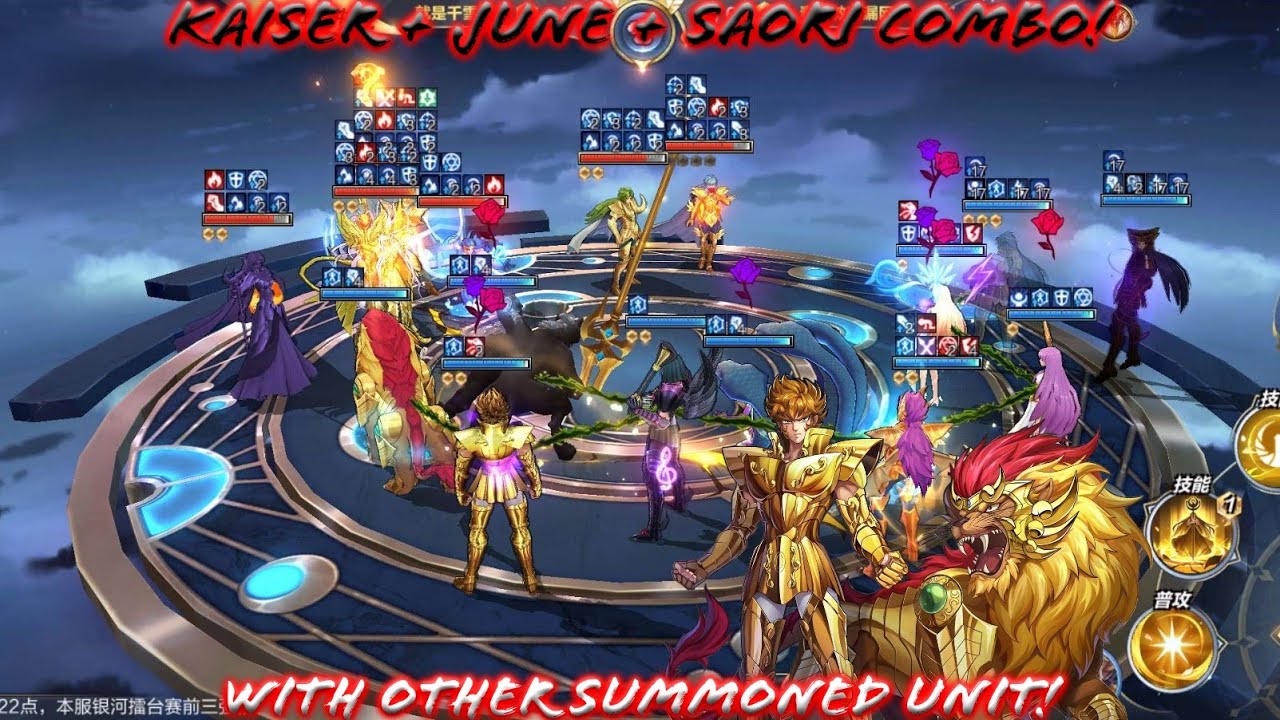 Saint Seiya: Awakening - Kaiser Leo + Summoned Unit + June and Saori Combo! is it Working? - YouTube