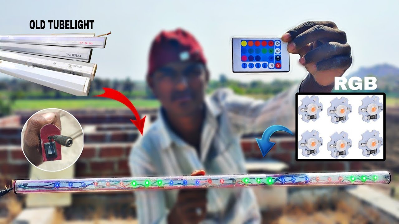(ಕನ್ನಡದಲ್ಲಿ) HOW TO MAKE OLD TUBELIGHT USE CONVERT RGB LIGHT PROJECT ...