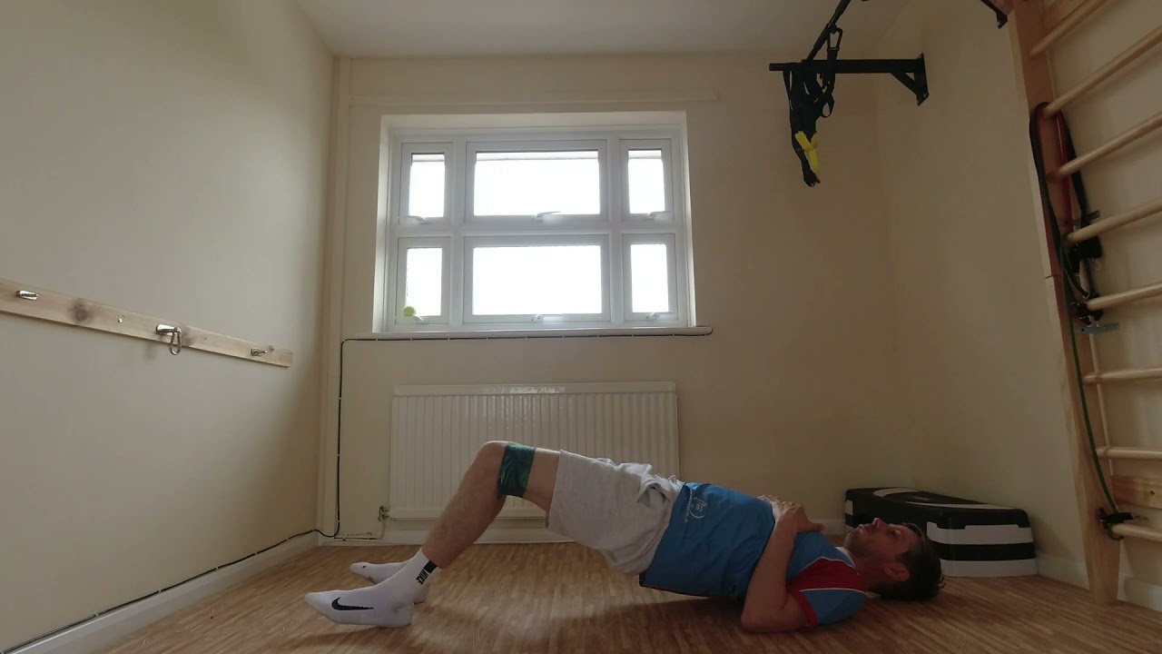 Bilateral Hamstring Bridge with band - YouTube