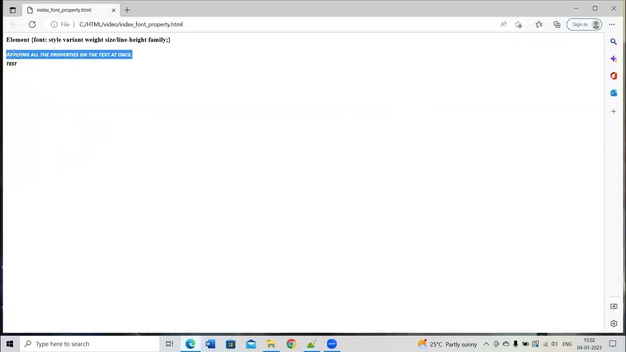 Html Shorthand Font Property Youtube
