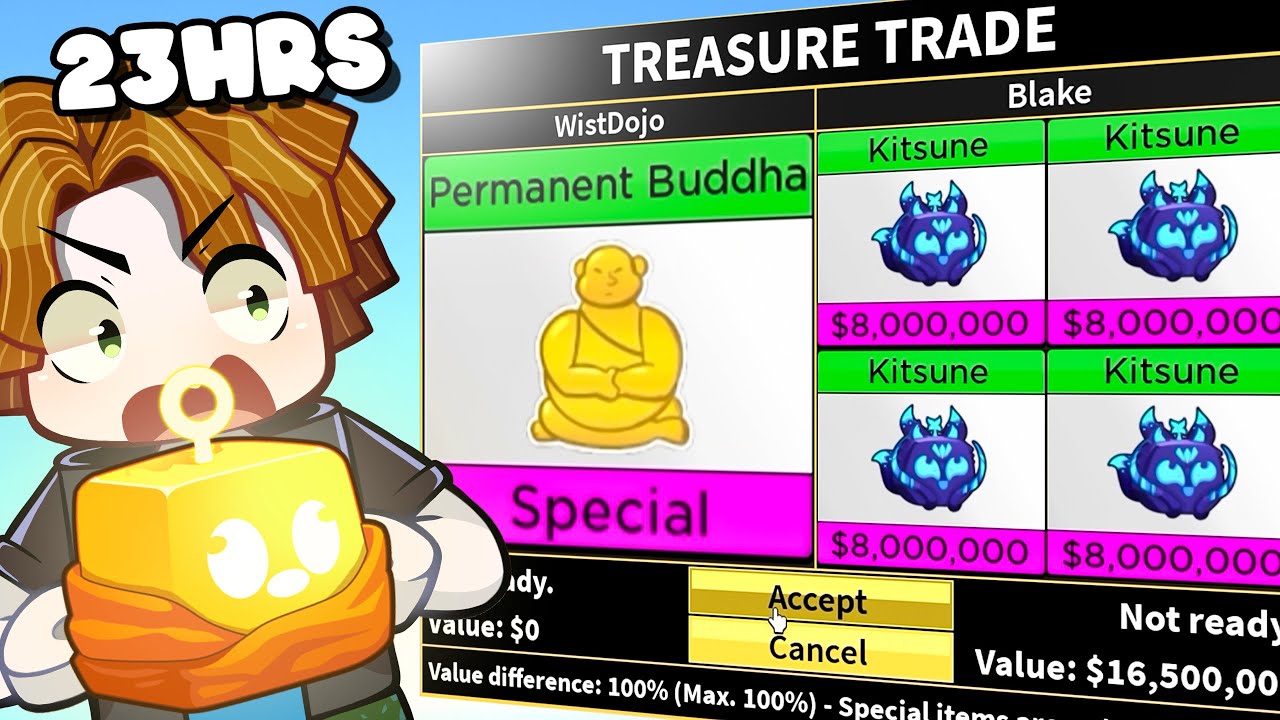 Trading 5 PERMANENT BUDDHA Fruits For 23 HOURS... (Blox Fruits Roblox ...