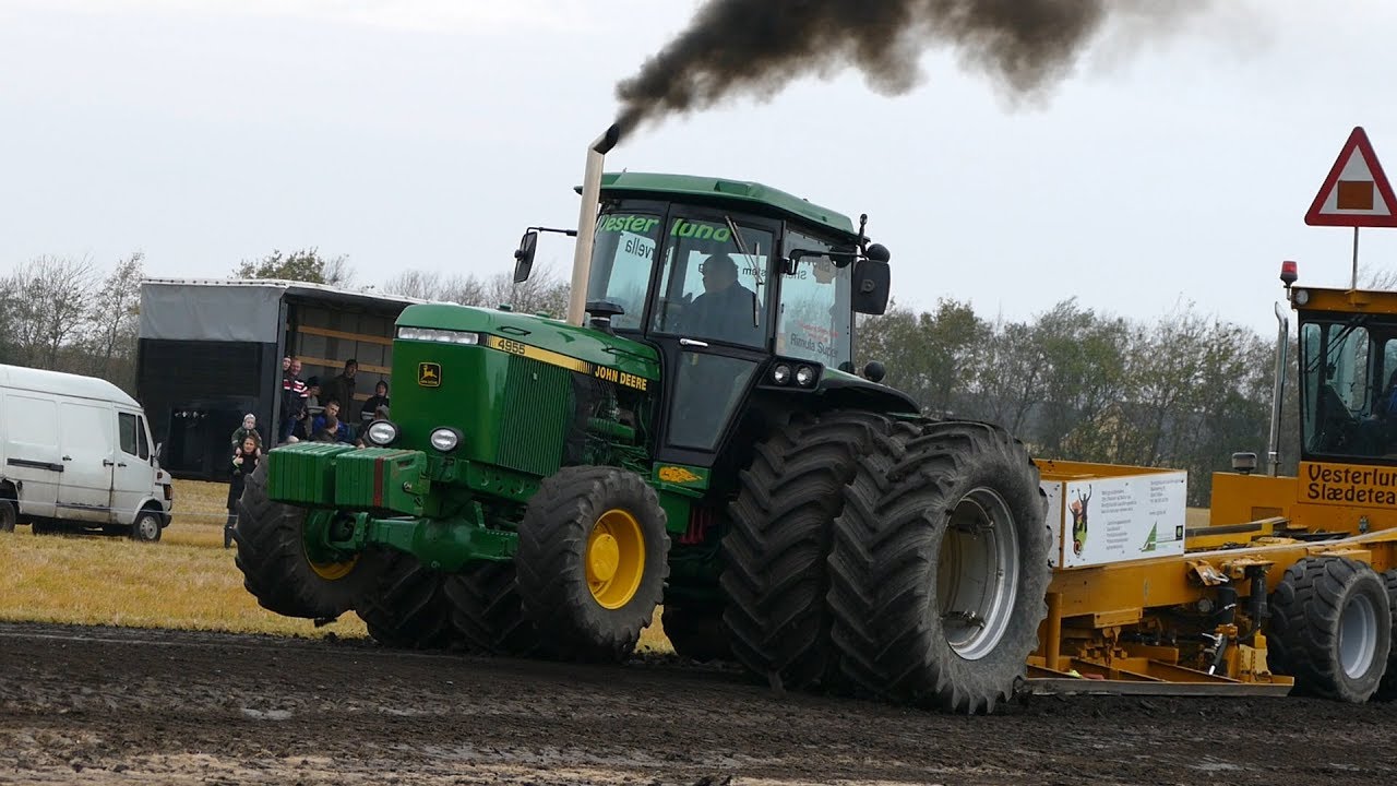 John Deere 4955 Pulling The Heavy Sledge at Pulling Event in Sørup ...