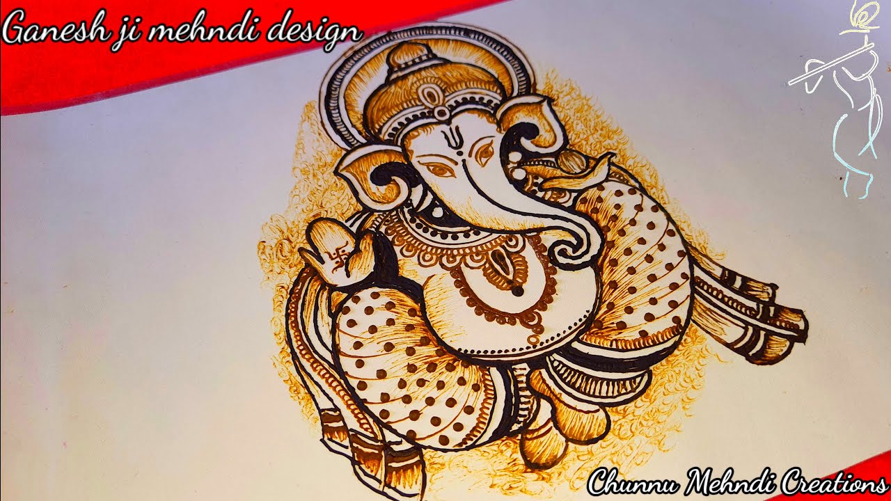 How to draw Ganesh in bridal mehndi design || Ganesh ji mehndi design ...