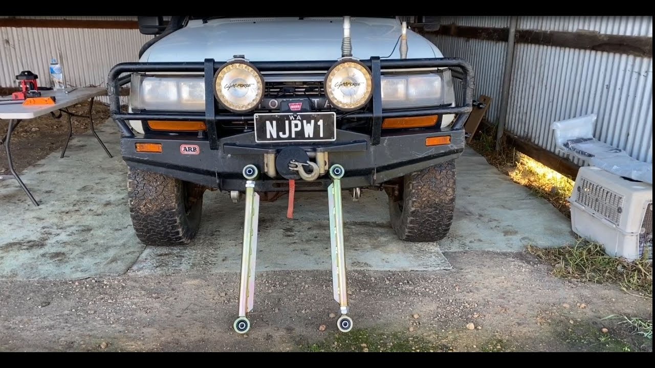 Installing adjustable control arms in 80 series landcruiser - YouTube