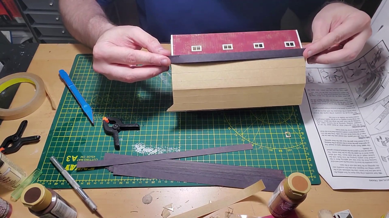 Laser Art Structures HO Scale Barn - Part 4 - Roof and Weathering - YouTube