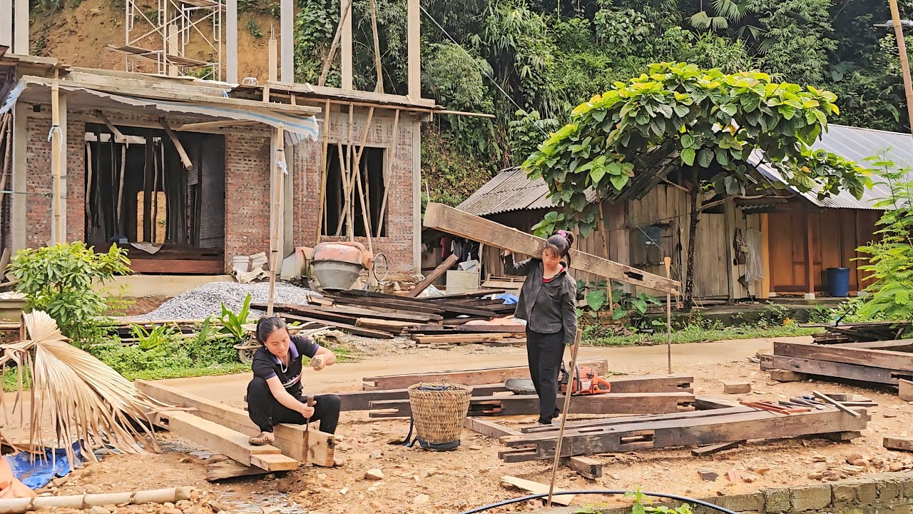 How to build a wooden house with your sister, assemble the wooden bars ...
