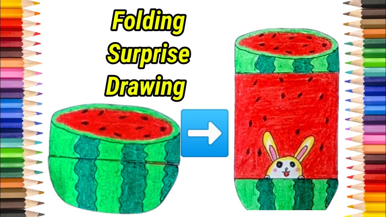 Watermelon surprise drawing|| Folding Page Drawing Easy - YouTube