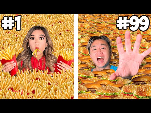 Eating 100 Layer of Foods Challenge