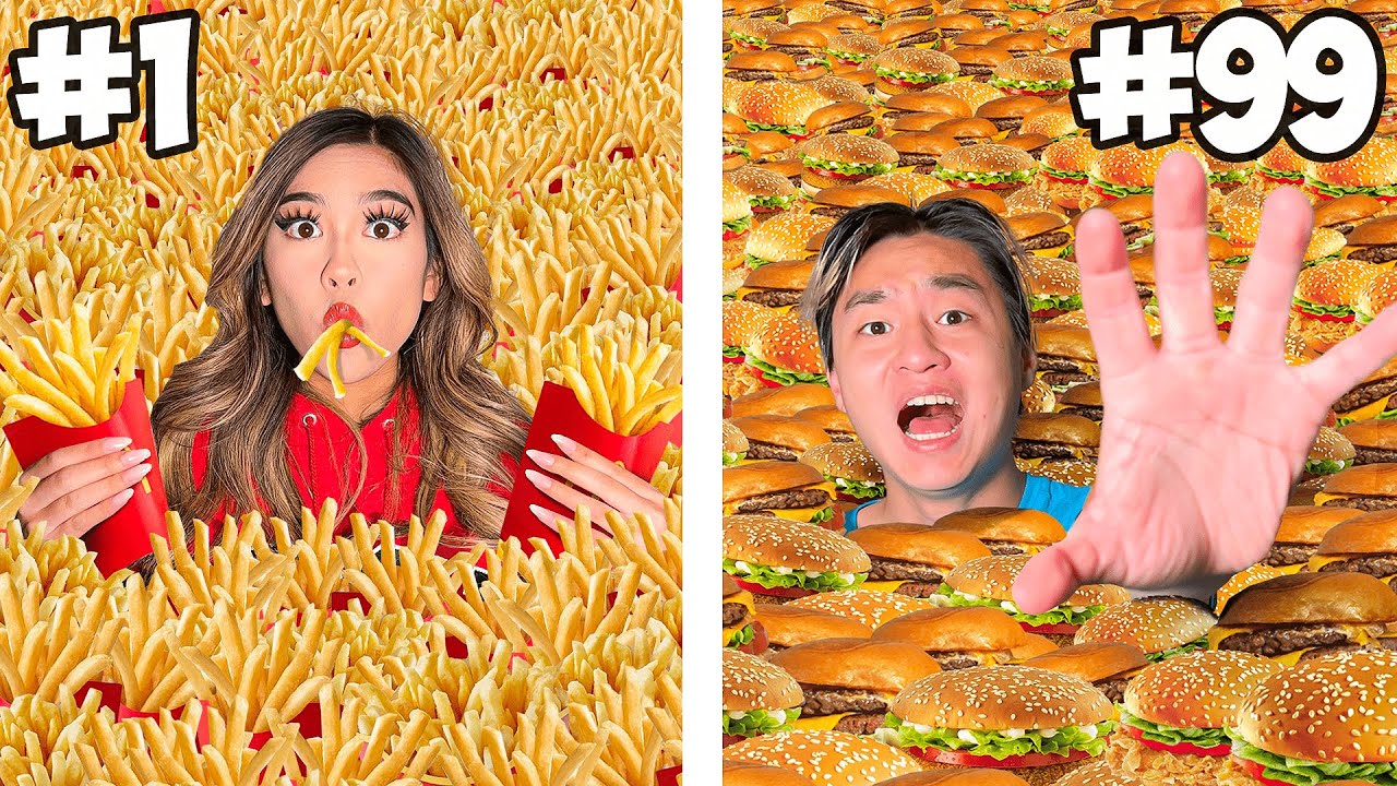 Eating 100 Layer of Foods Challenge - YouTube