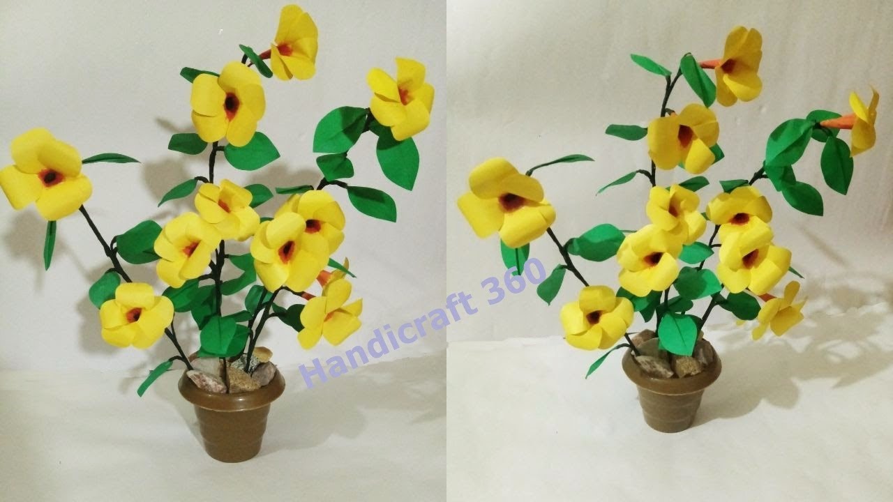 How To Make Allamanda Flower From Paper | Paper Flower Tutorial ...