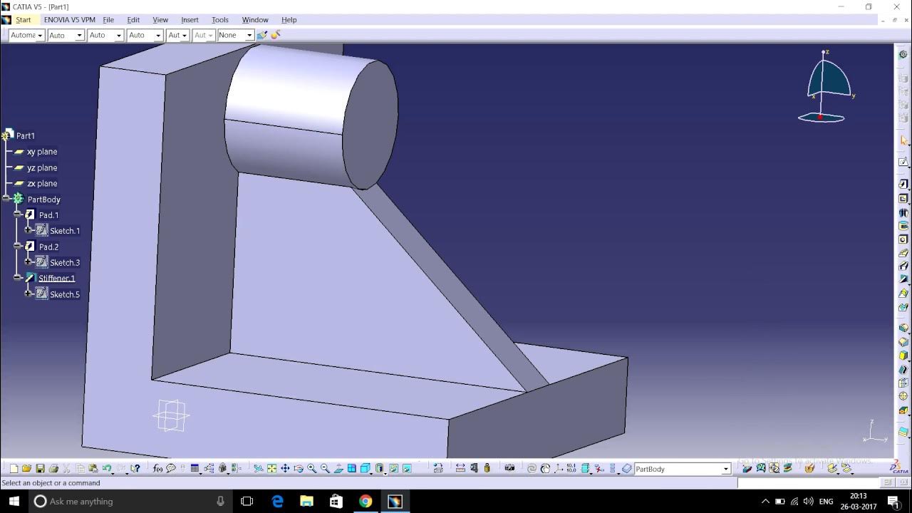 Catia V5 Part Design Stiffener - YouTube