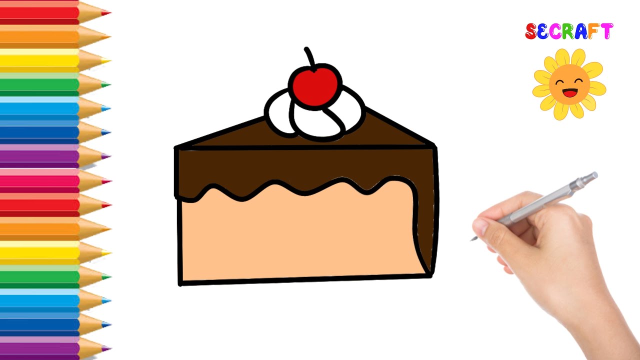 How to Draw Cake Slice, Cute and Easy - YouTube
