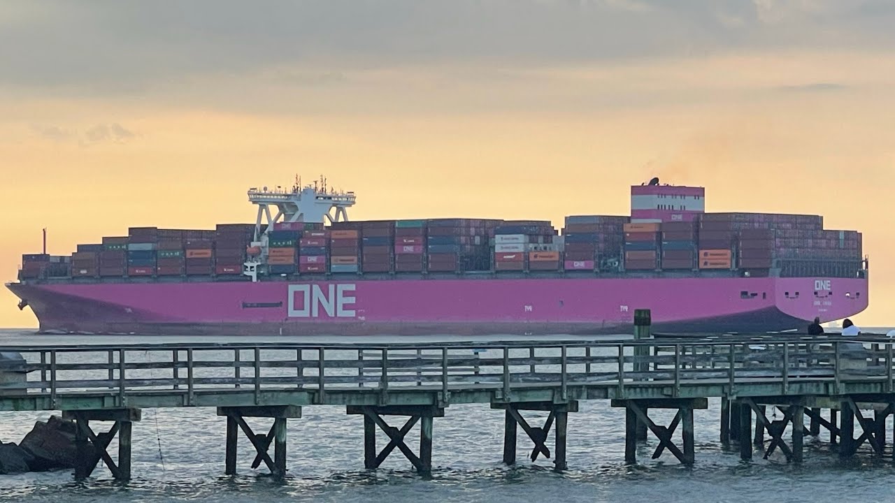 Ocean Network Express Container Ship One Swan - YouTube