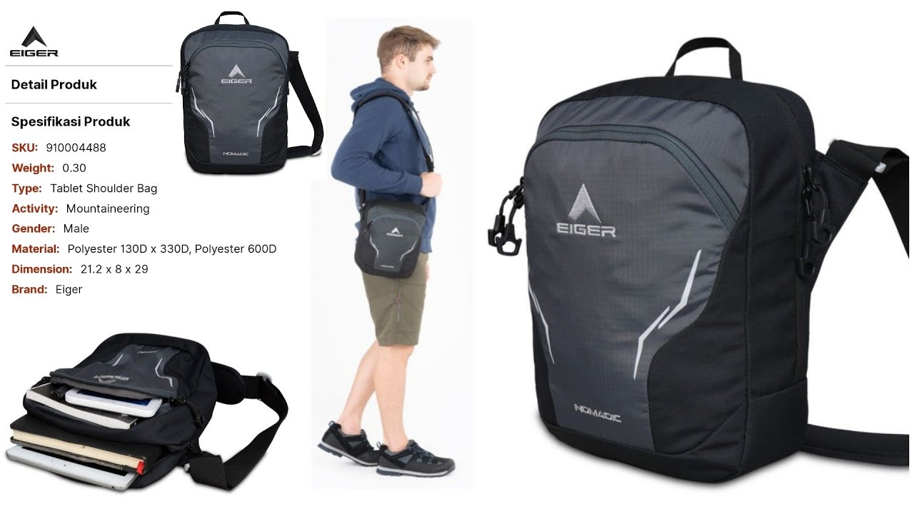 EIGER NOMADIC BLACK || 910004488 || SELEMPANG EIGER FOR TABLET 10 ...
