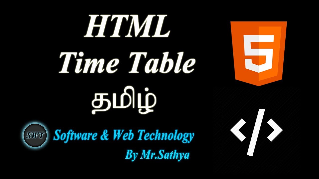 Time Table Using HTML in Tamil - YouTube