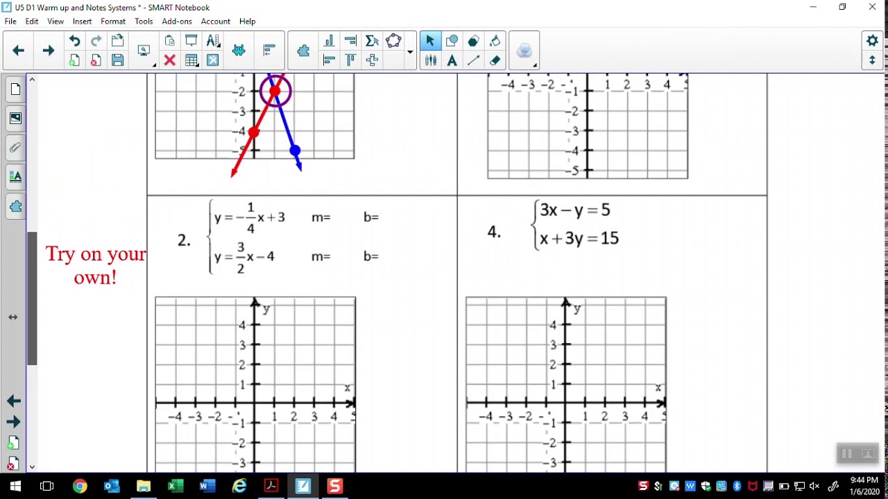 Algebra 1: Unit 5 Day 1 Notes - Solve Systems by Graphing - YouTube