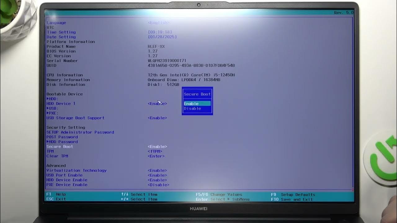 How to Activate Secure Boot on HUAWEI MateBook D16 - BIOS - YouTube