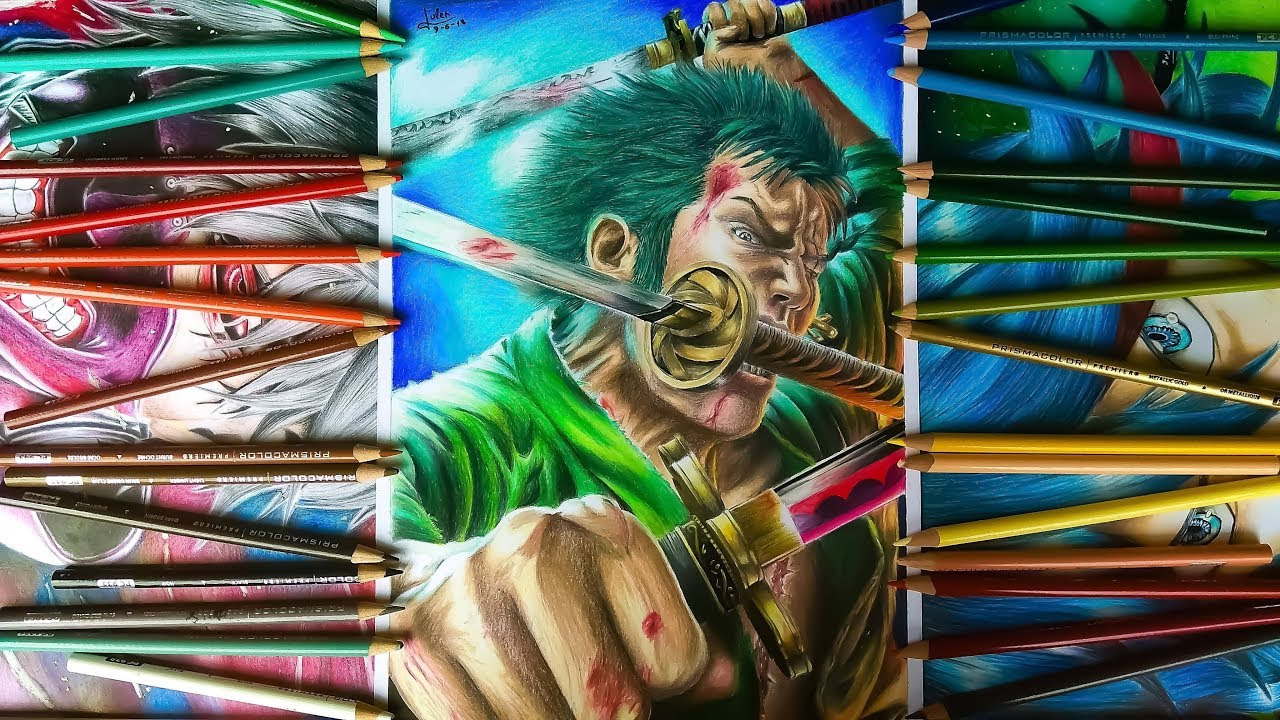 Dibujando a Zoro Roronoa realista | Drawing realistic Roronoa Zoro ...