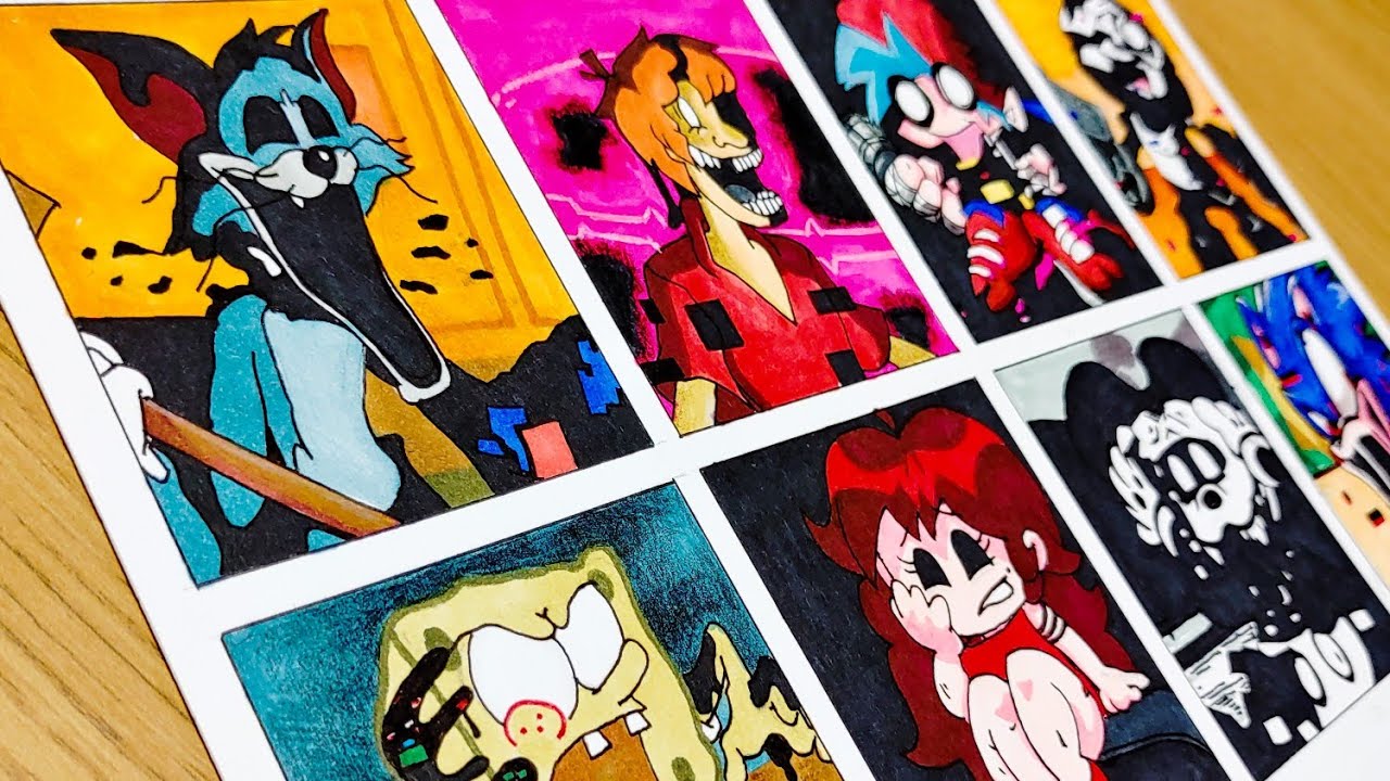 FNF VS PIBBY NEWEST mods drawing:Coloring(tom,sonic,Spongebob,bf,gf ...