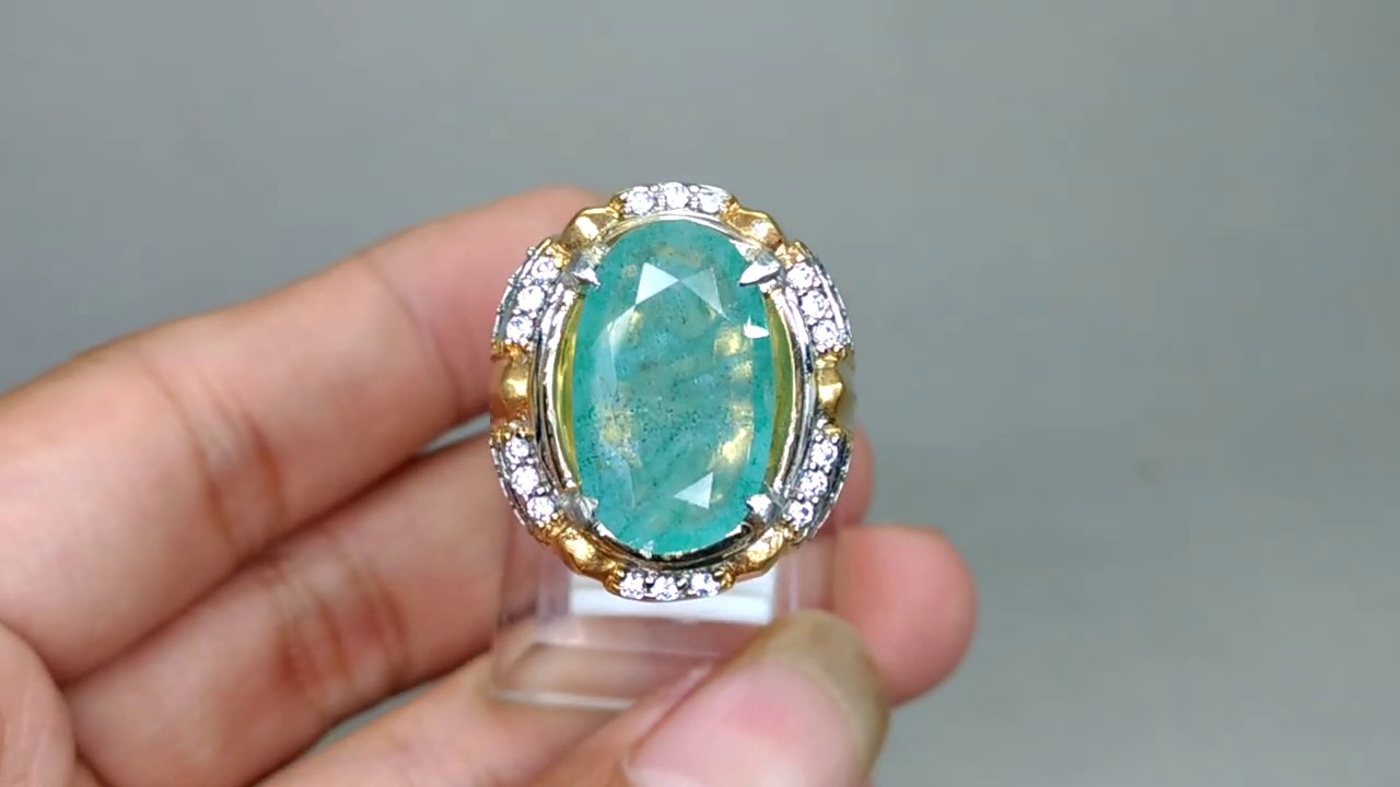Cincin Batu Zamrud Emerald Beryl Besar asli (Kode 1634) - YouTube