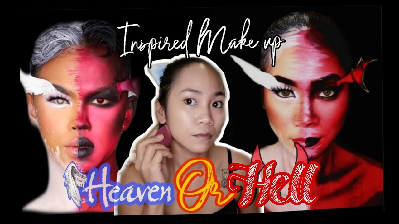 HEAVEN or HELL MakeUp Look // Creative Halloween Make up tutorial - YouTube