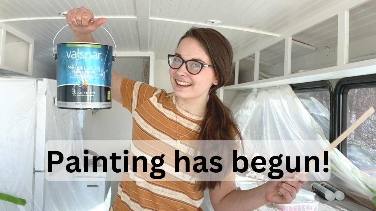 DIY Bus Conversion Interior Painting | Bus Vlog Week 16 | Building a ...