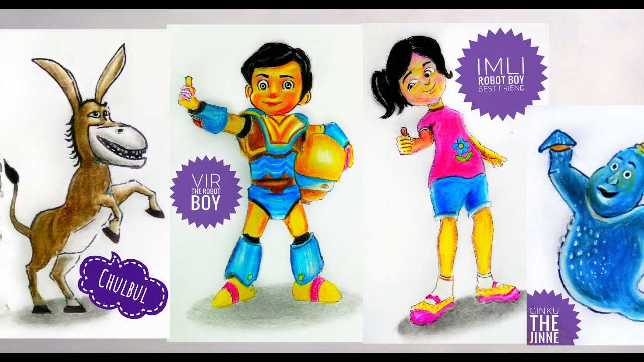how to draw vir the ROBOT boy IMLI CHULBUL GINTU - YouTube