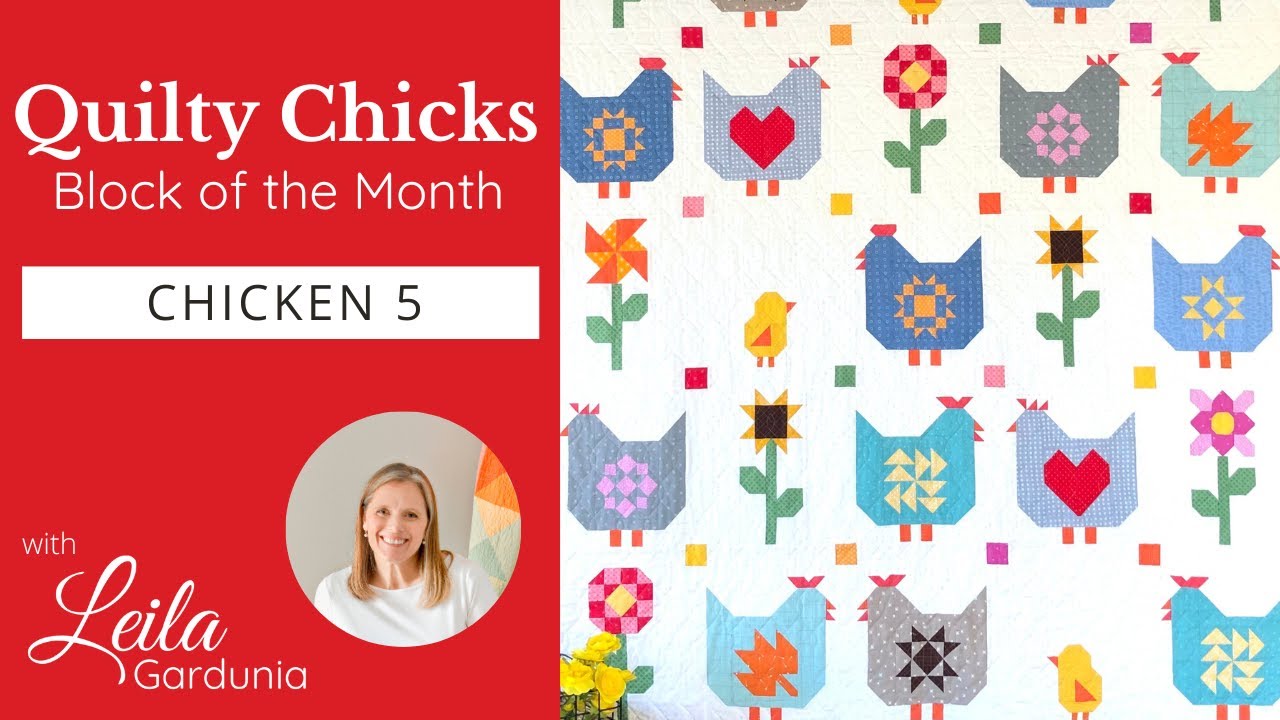 Chicken 5 | Quilty Chicks Block of the Month | Maple Leaf Quilt Block ...