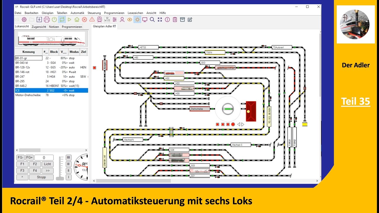 Rocrail ® Automatik Teil 2/4 - Konfiguration von Loks, Blocks, Fahrstraßen & Berechtigungen #35 ...