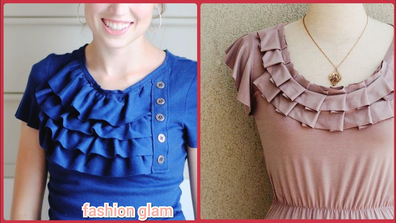 beautiful women's dresses front neck details/ruffles neckline styles ...