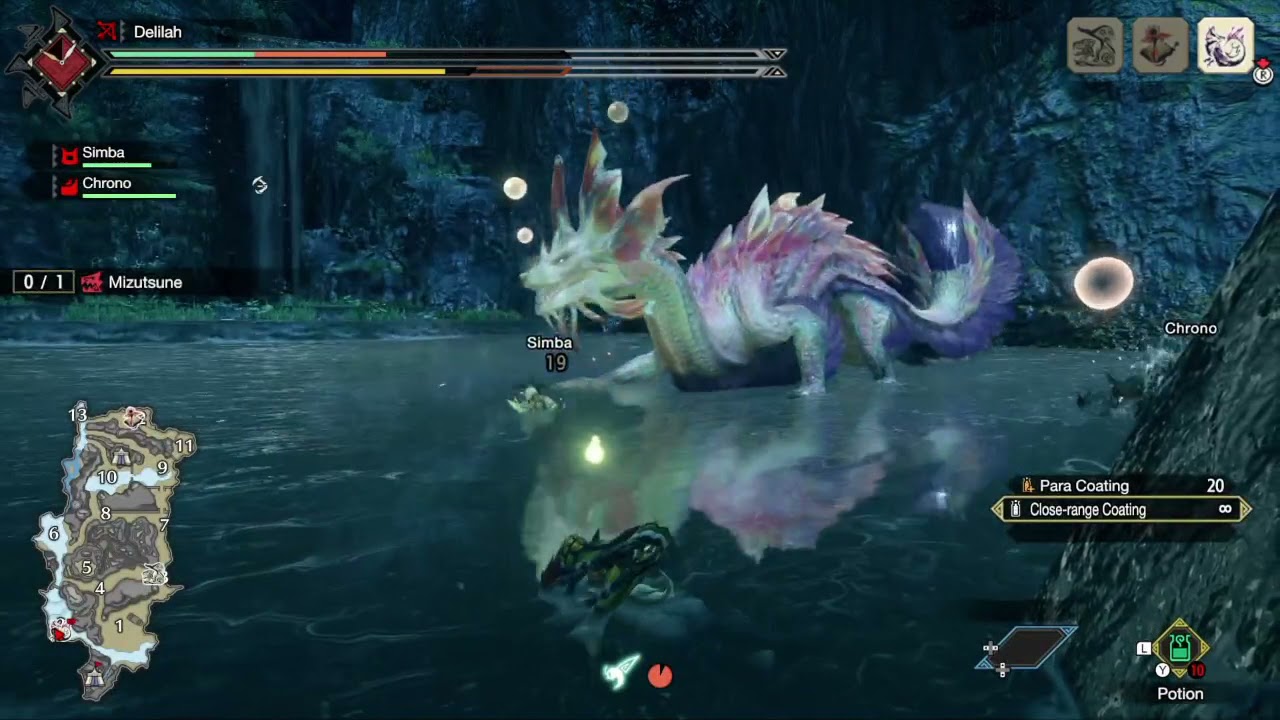 Monster Hunter Rise, Mizutsune, High Rank 6, bow solo - YouTube