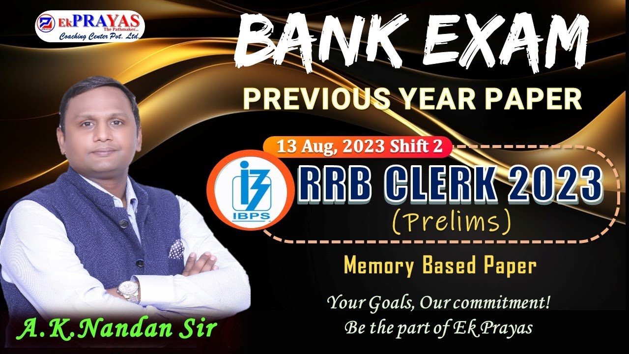 RRB Clerk Previous Paper | Bank Paper Series - 4 | Reasoning by A.K ...