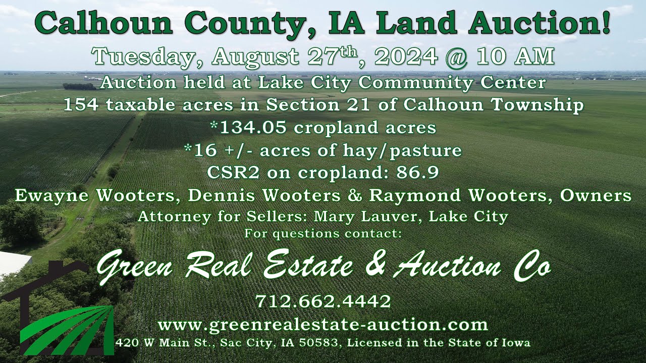 Calhoun County, IA Land Auction! - YouTube