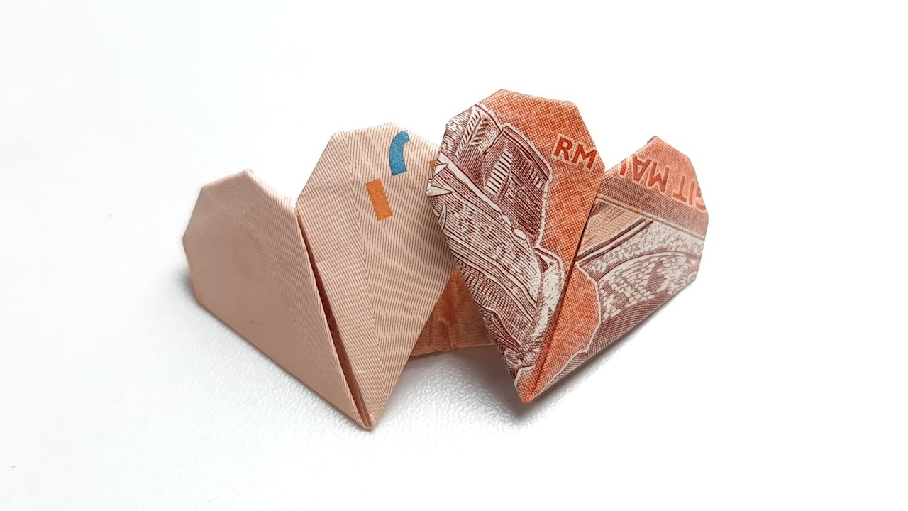 RM10 Double Love / Heart ORIGAMI MONEY NOTE / How to fold / cara lipat ...