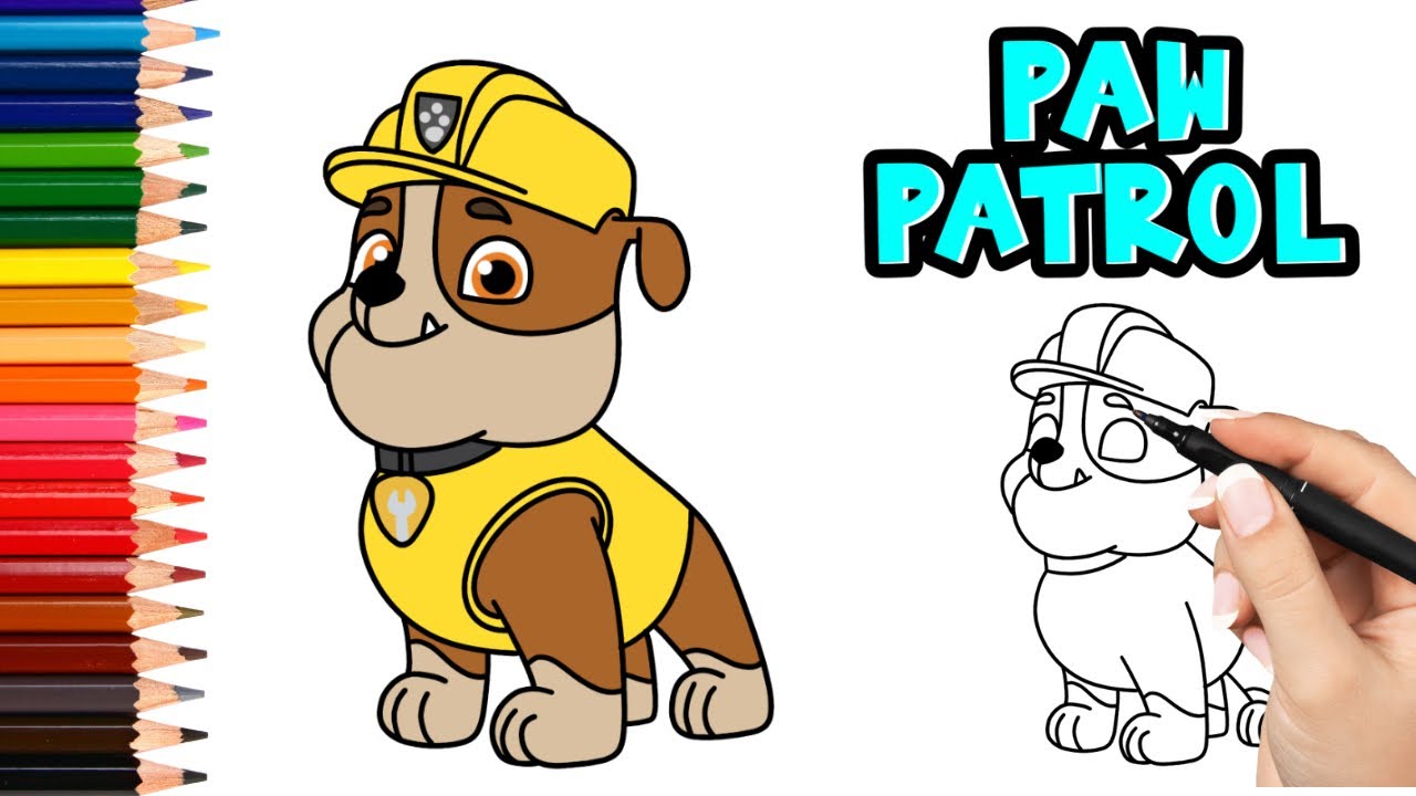 How to draw Rubble from Paw Patrol - YouTube