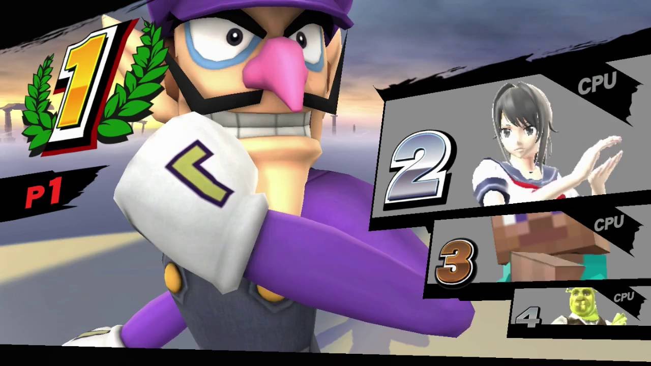 Super Smash Bros for Wii U: Waluigi vs Shrek vs Yandere-Chan vs Steve ...
