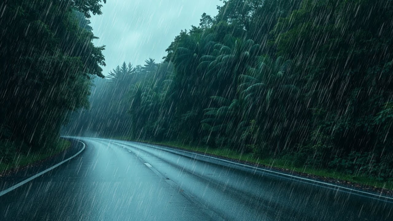 Rain Sounds on the Forest Road - Relaxing Rainfall, Soothing Sounds for ...