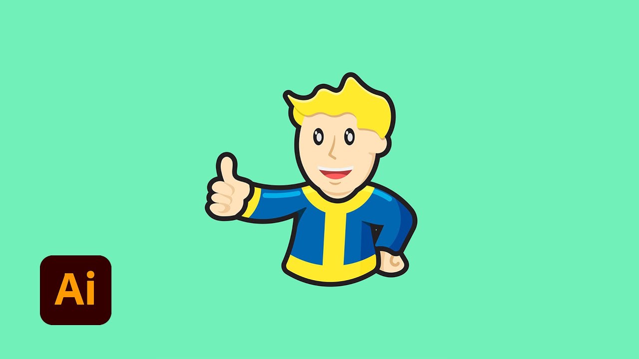 Drawing Fallout's Vault Boy (Adobe Illustrator CC Speed Vector Art ...