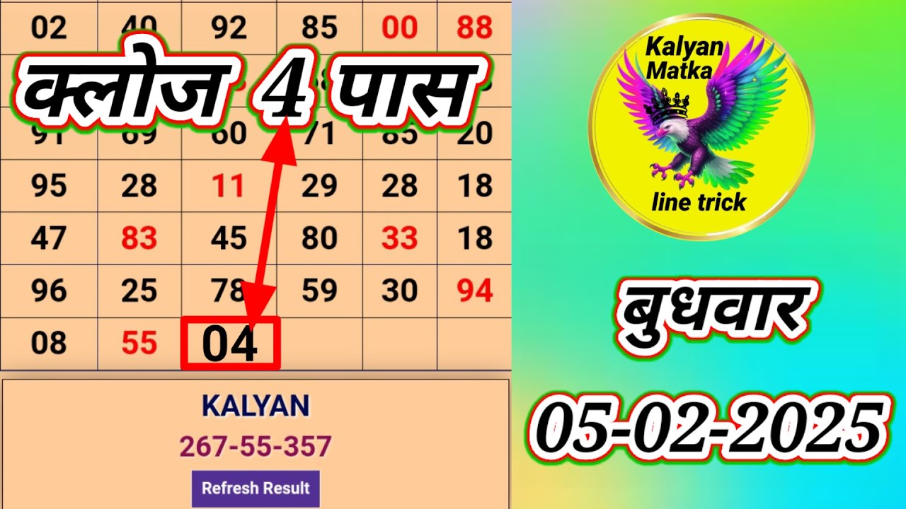 kalyan 08 जोड़ी पास 👌 04-02-2025 satta matka | kalyan matka line trick ...