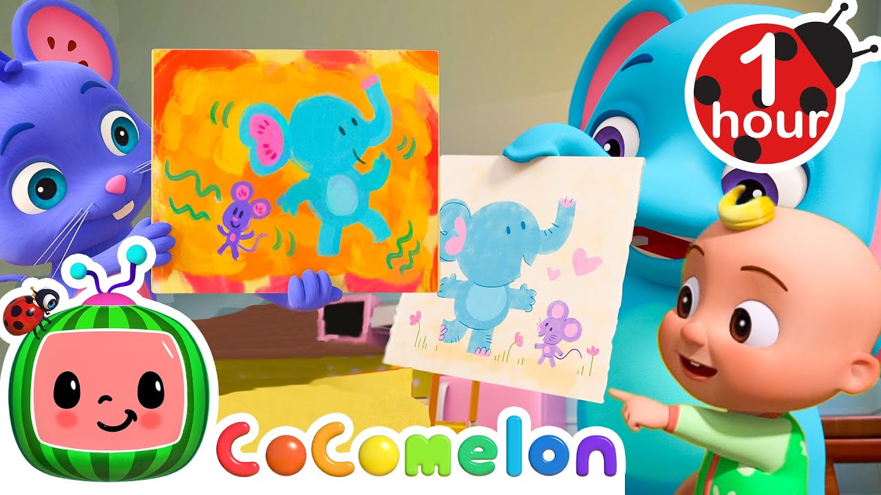 How to Draw With the Elephant and the Mouse Song | CoComelon Animal ...