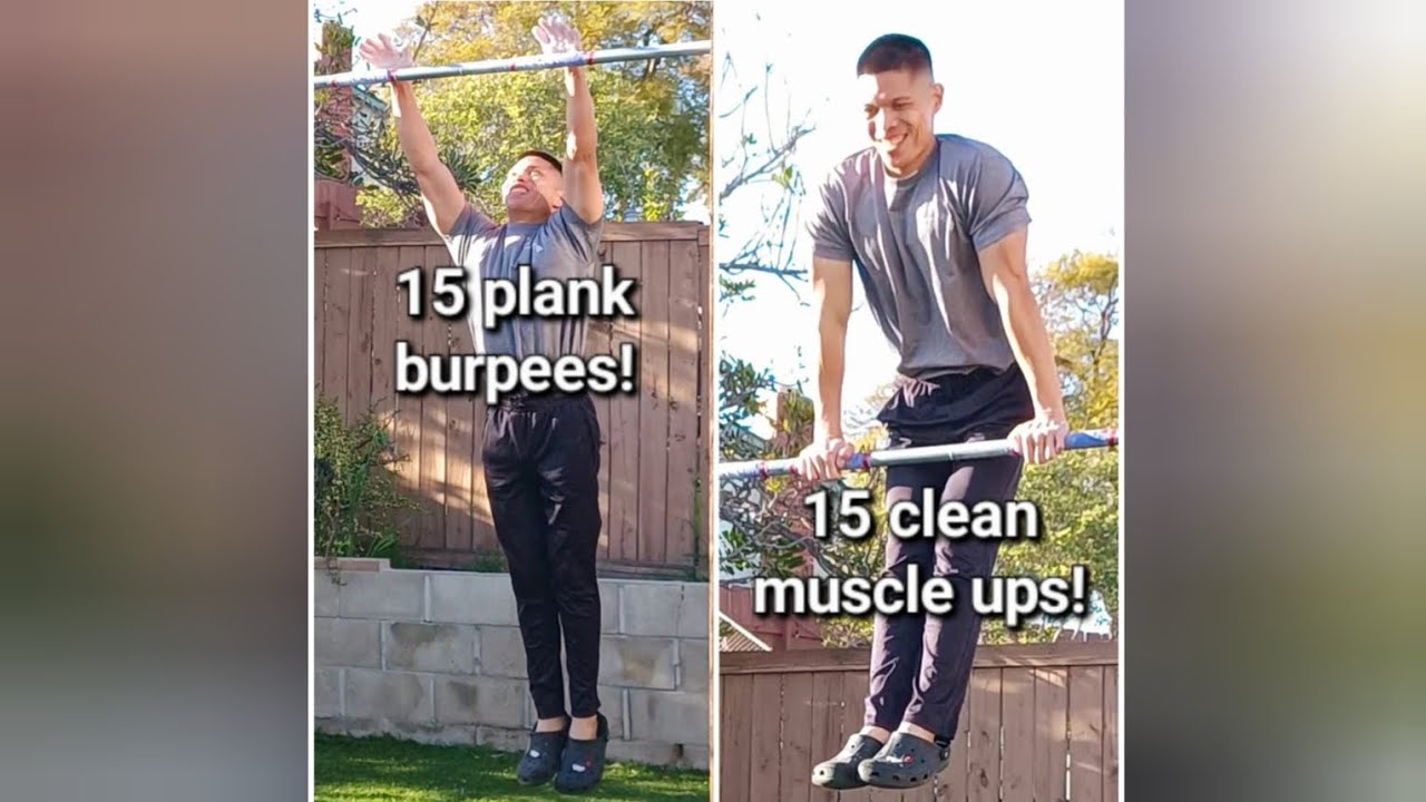 15 plank burpees and 15 clean muscle ups! - YouTube