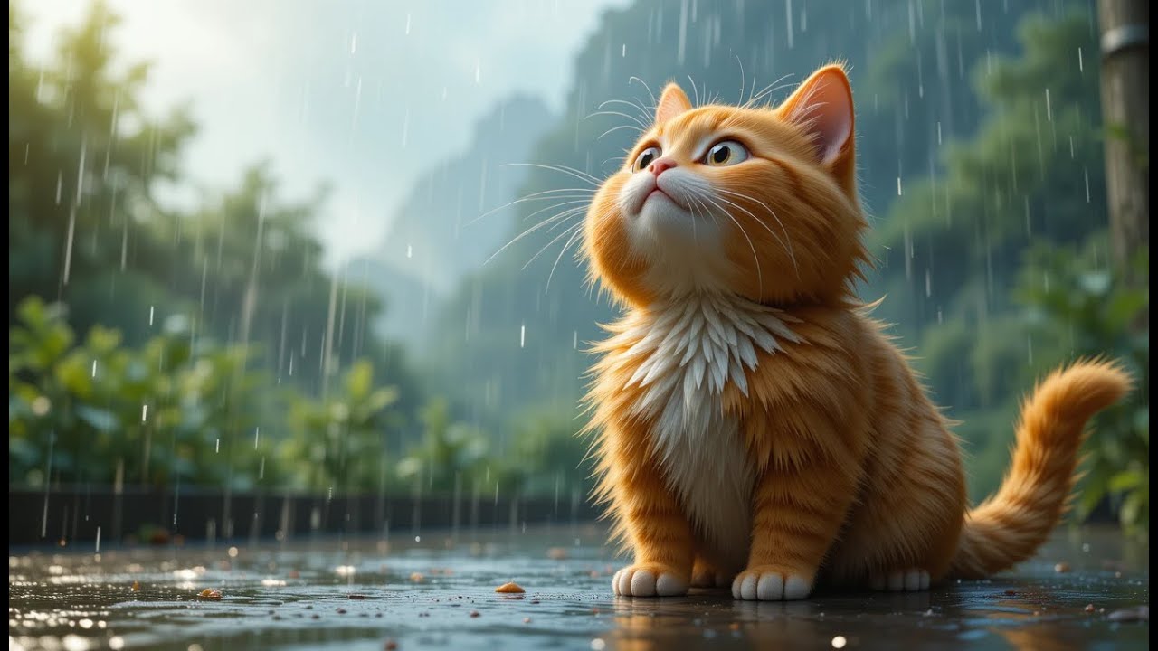 The Cat and the Rain | Fun Kids Song - YouTube