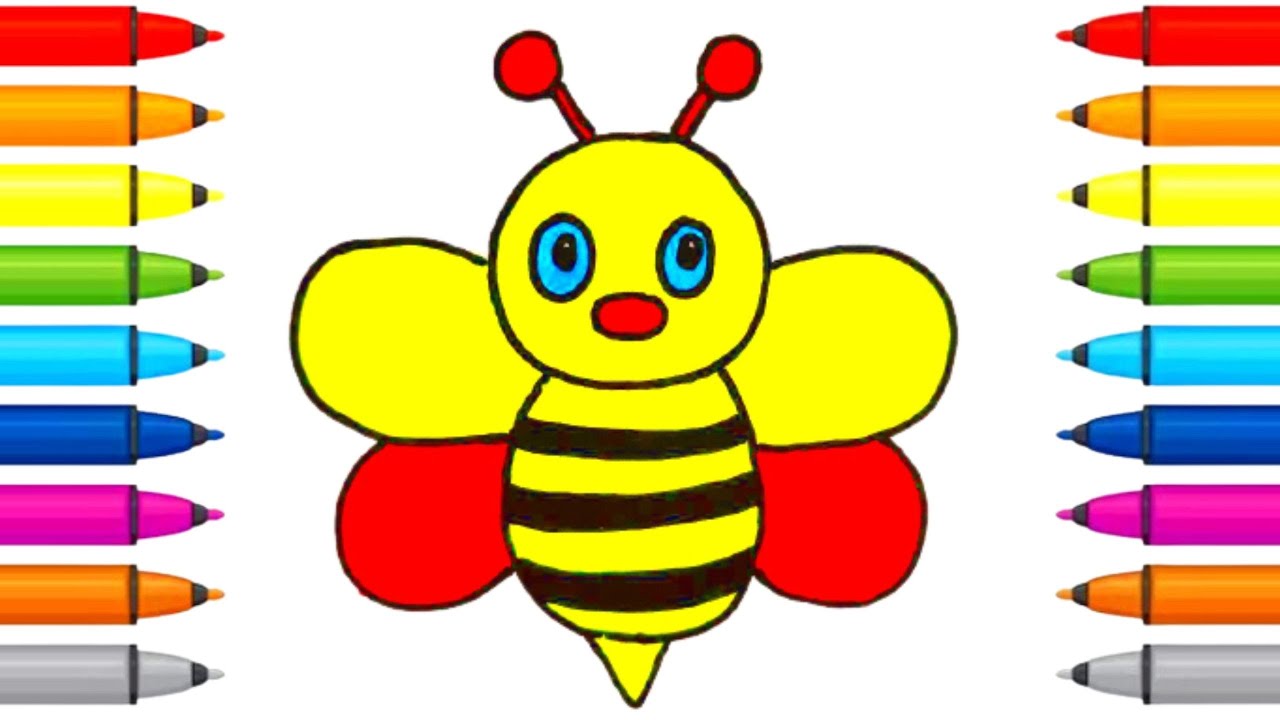How to Draw cute bee. Drawing a bee easy Step by step for Children ...