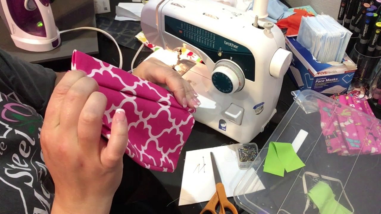 How to make 4 ply washable mask with nose piece - YouTube