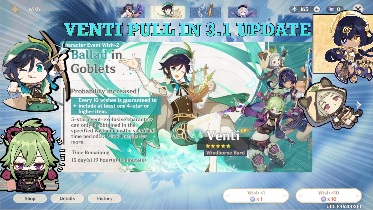 Pull For Venti in 3.1 Update of genshin Impact - YouTube