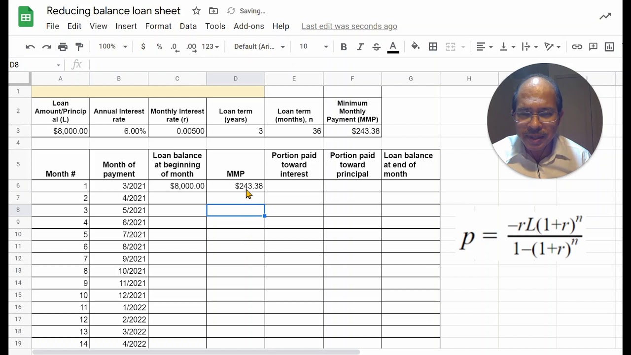 Creating A Reducing Balance Loan Sheet In Google Sheets YouTube Creating A Reducing Balance Loan Sheet In Google Sheets YouTube