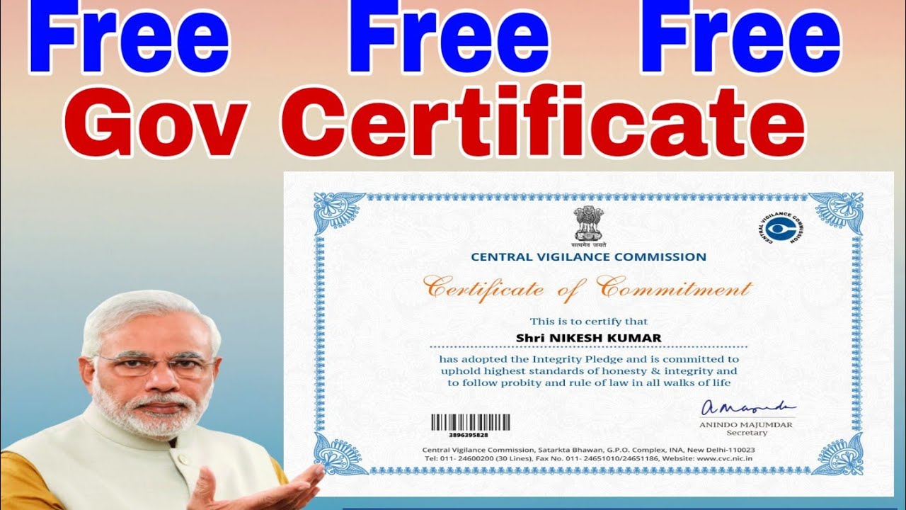How To Get Central Govt CVC Certificate Online Free|| FREE Certificate ...