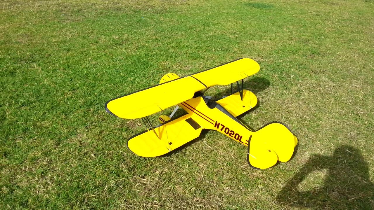 Dynam WACO biplane at the local park. - YouTube